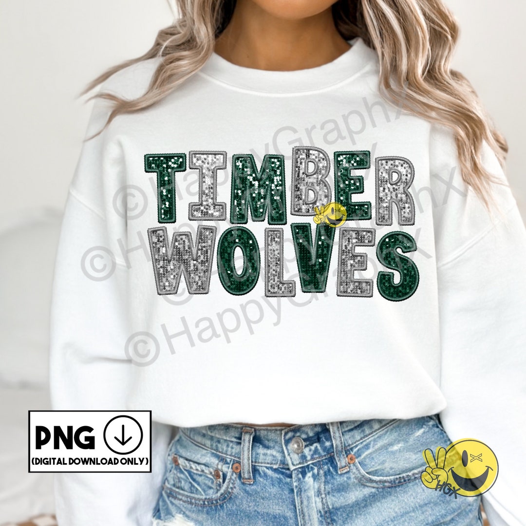 Timberwolves Faux Sequin Png Sparkly Faux Embroidery Patch T-shirt ...