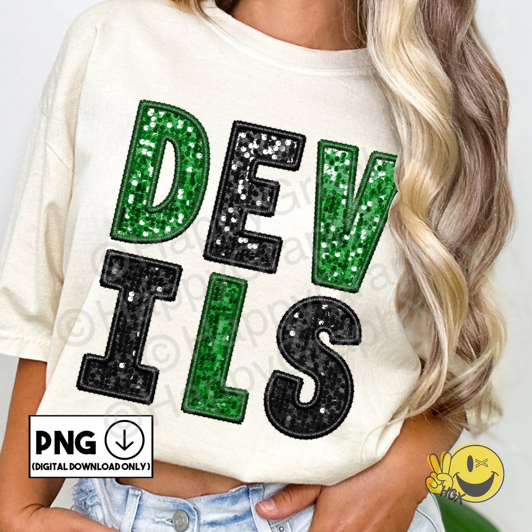Devils Faux Sequin Png, Faux Embroidery Patch, Sparkly Tshirt Design ...