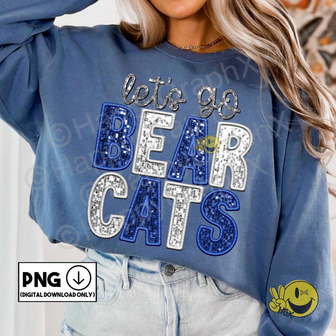 Faux Sequin Lets Go Bearcats Png Faux Embroidery Patch Tshirt Design ...