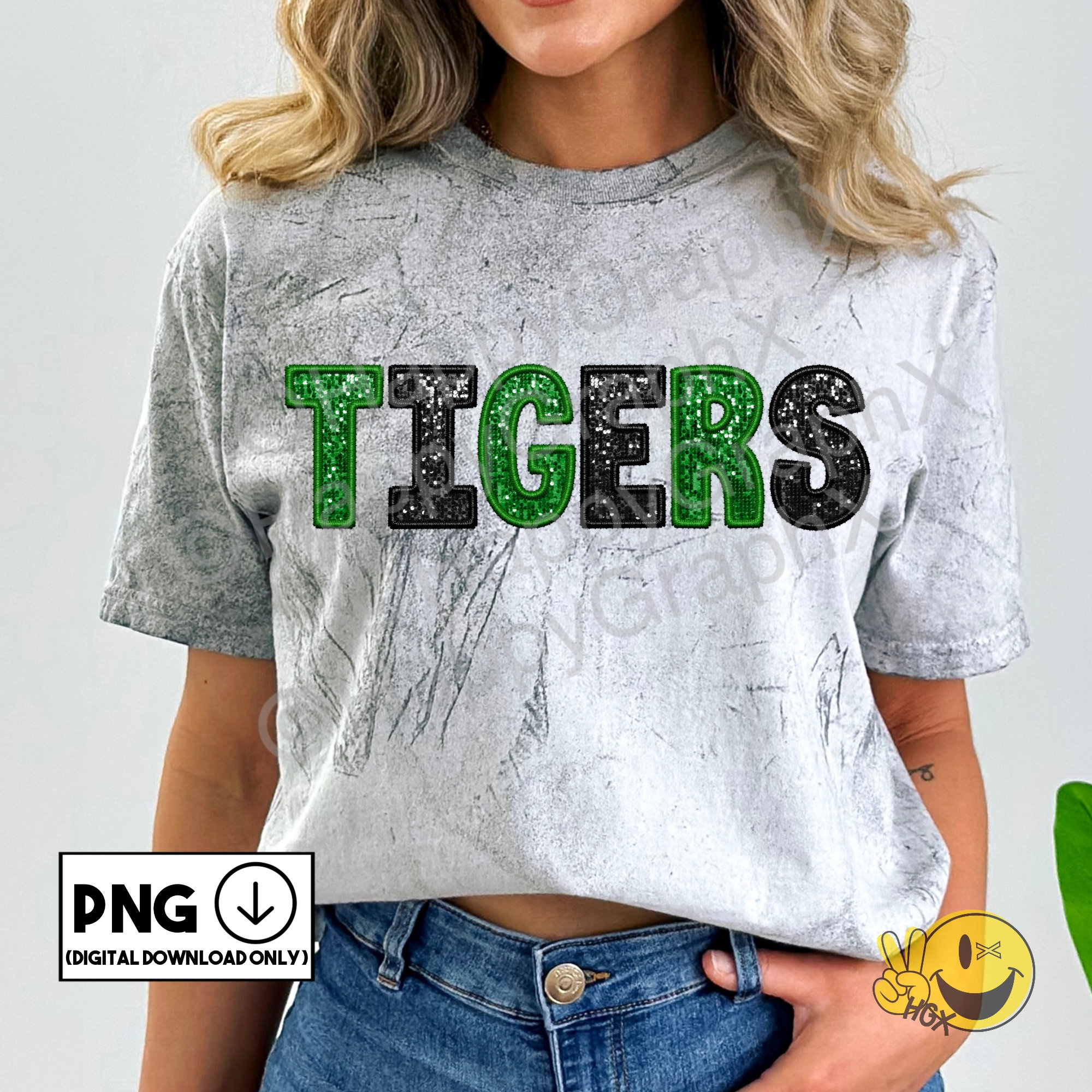 Sparkly Tigers Faux Sequin Png, Faux Embroidery Patch, Tshirt Design ...