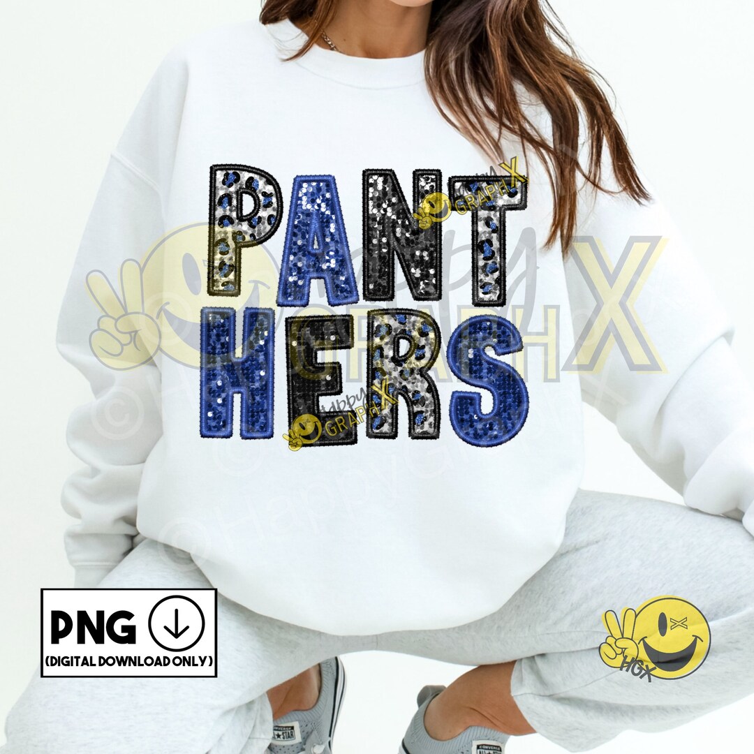 Panthers Png, Faux Sequin Embroidery Patch, Sparkly Tshirt Design, School Spirit, Sublimation ...