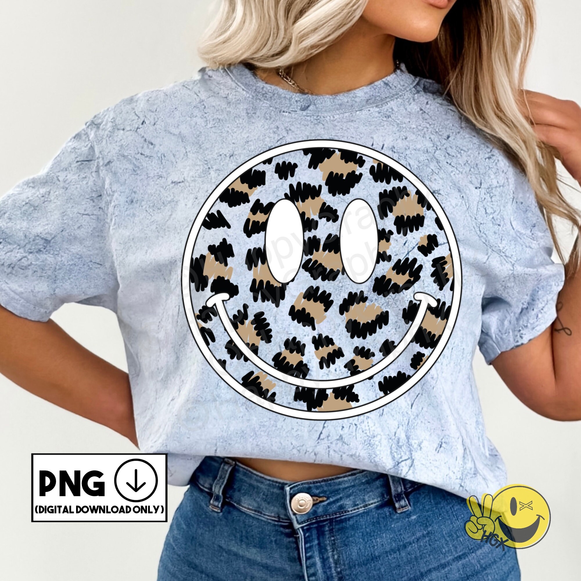 Leopard Print Smiley Face PNG Scribble Leopard Happy Face - Etsy