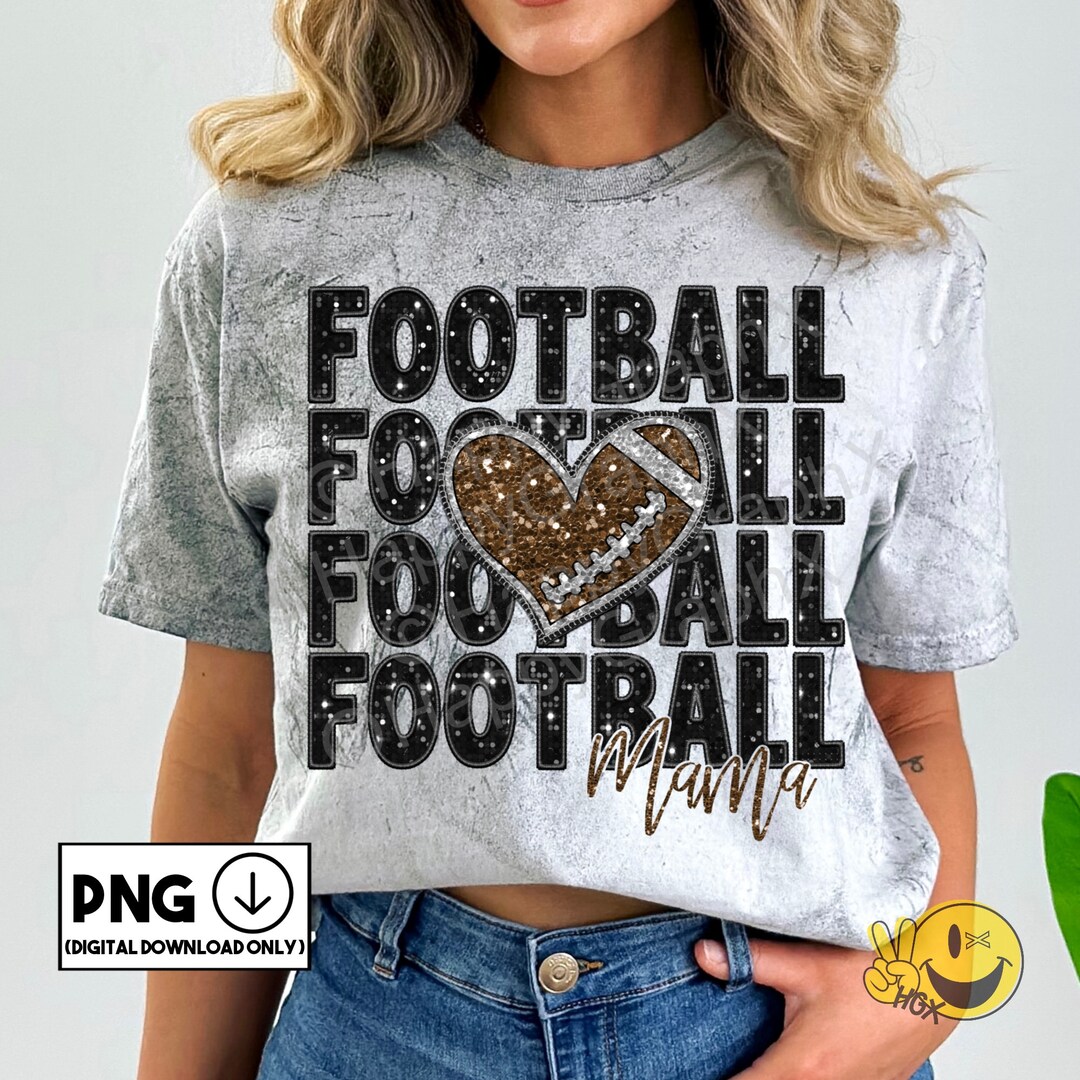 Sparkly Football Mama Mom Png, Faux Embroidered Letters, Faux Sequins ...