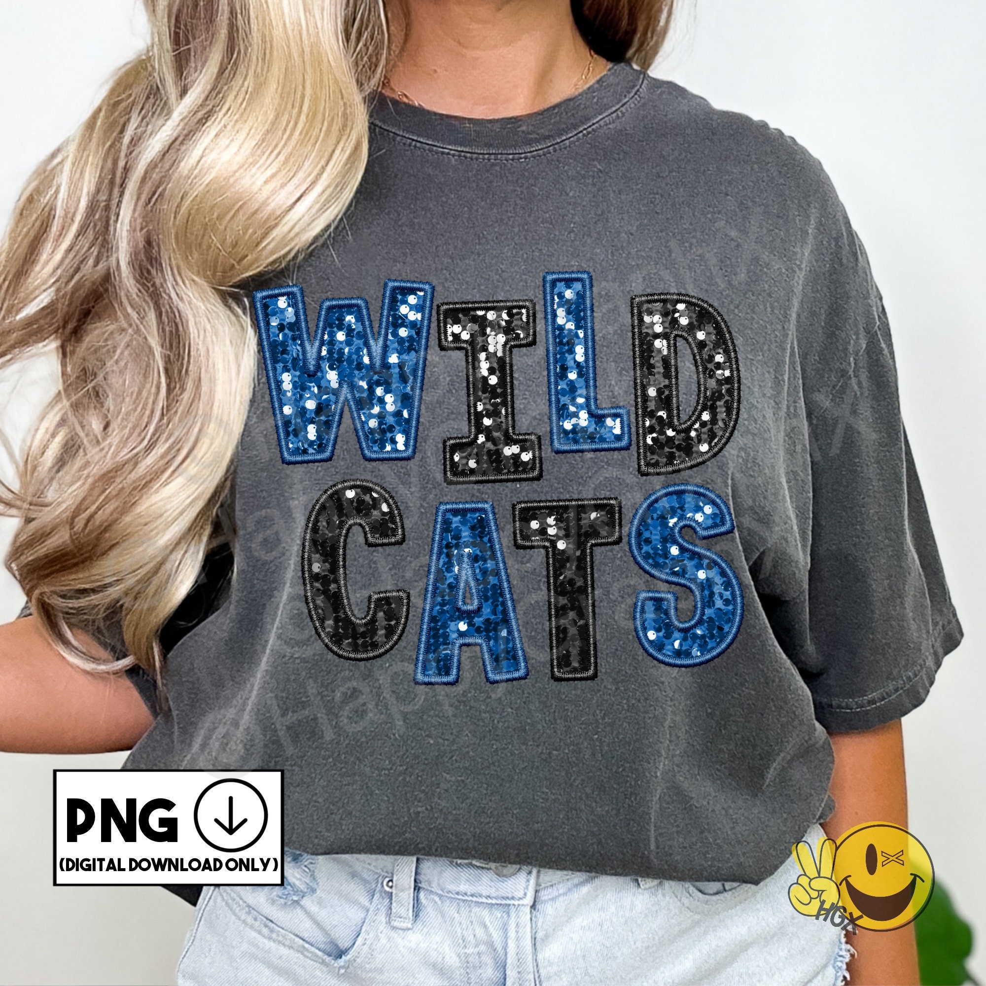 Wildcats Faux Sequin Png, Faux Embroidery Patch, Tshirt Design, School Spirit, Sublimation ...