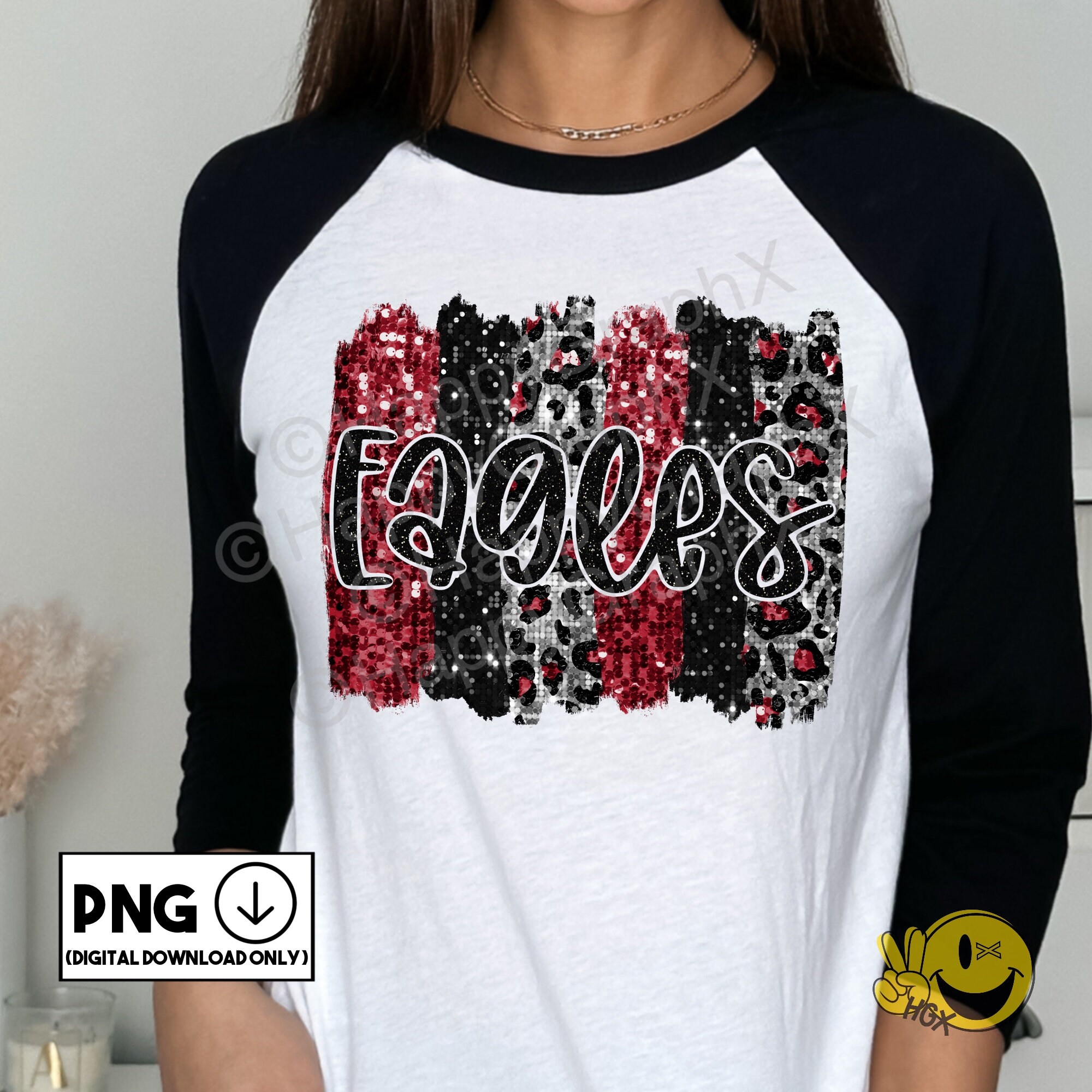 Eagles Sparkly Brush Strokes Png Leopard Print Glitter Tshirt - Etsy