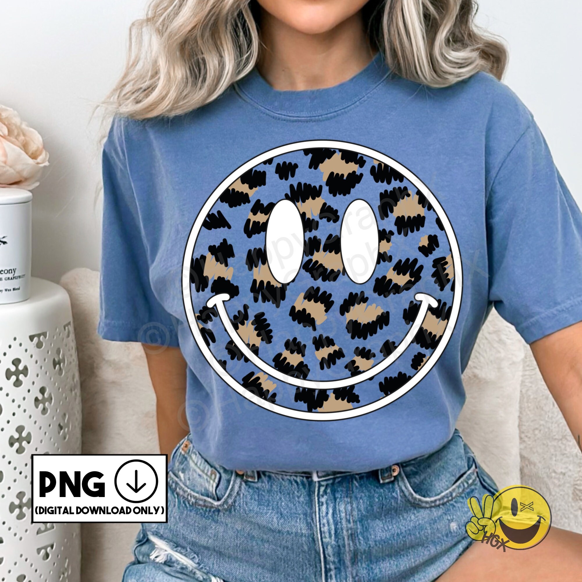 Leopard Print Smiley Face PNG Scribble Leopard Happy Face - Etsy