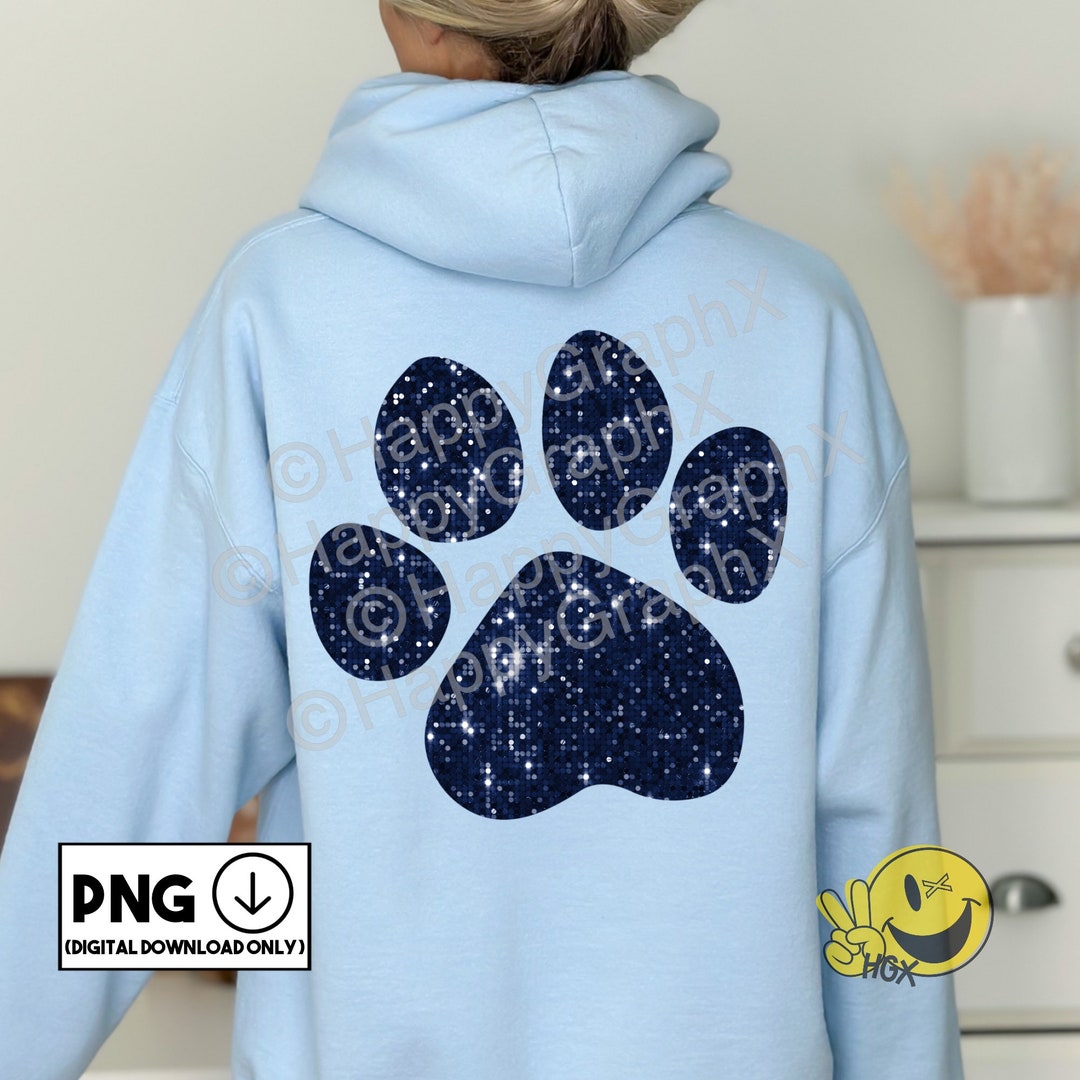 Paw Print Glitter Png Navy Sparkly School Spirit Mascot Tshirt Design ...