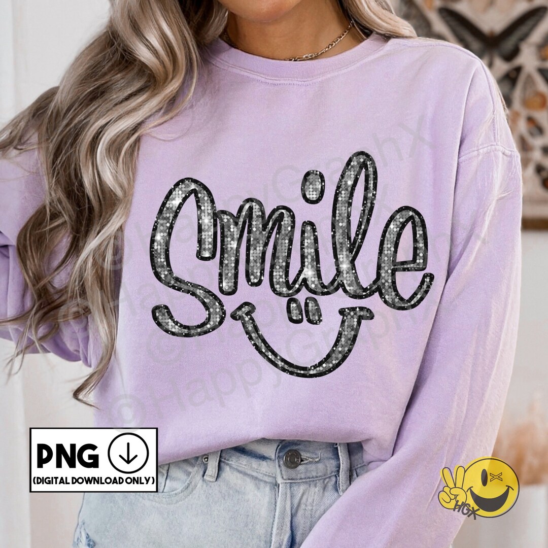 Smile Faux Sequin Png Sparkly Smile Jpg Faux Glitter - Etsy