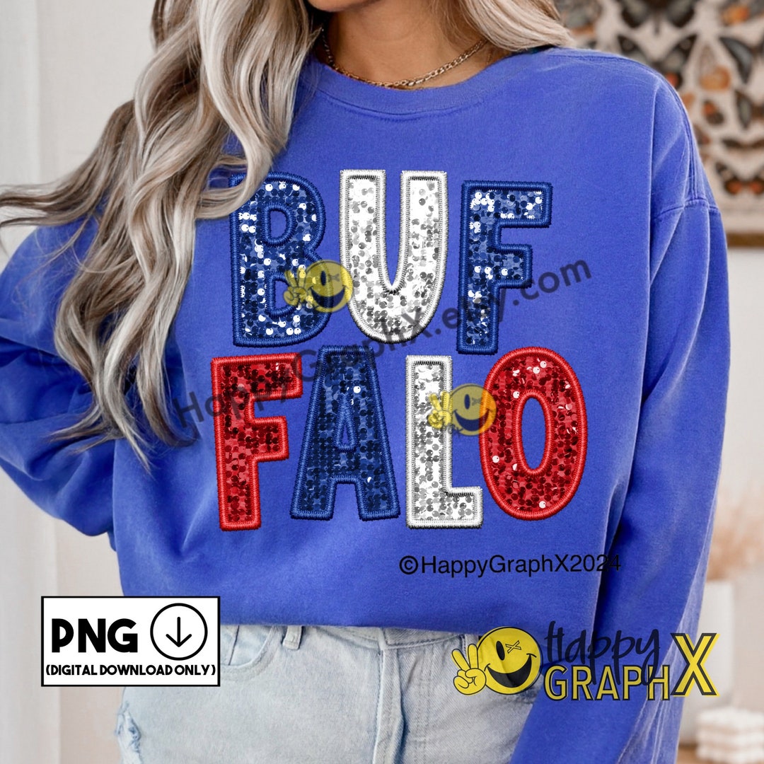 Buffalo Faux Sequin Png Faux Embroidery Patch Sparkly T-shirt Design ...