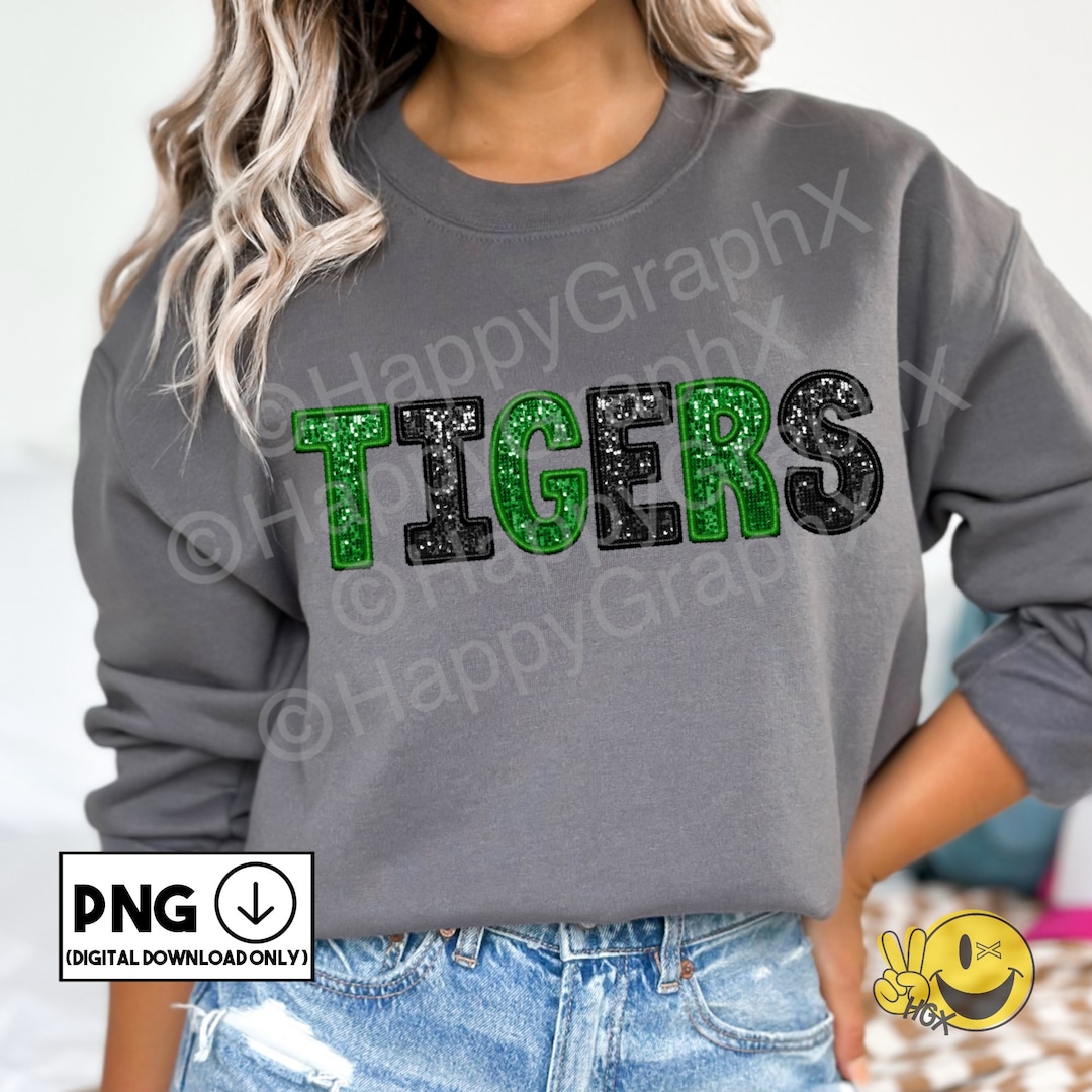 Sparkly Tigers Faux Sequin Png, Faux Embroidery Patch, Tshirt Design ...