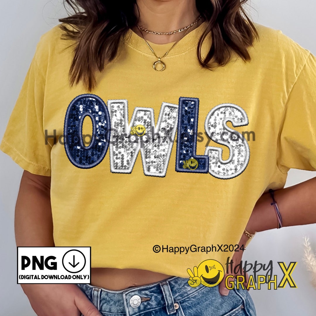 Owls Faux Sequin Png Faux Embroidery Patch School Spirit Tshirt Design Sublimation Design DTG ...