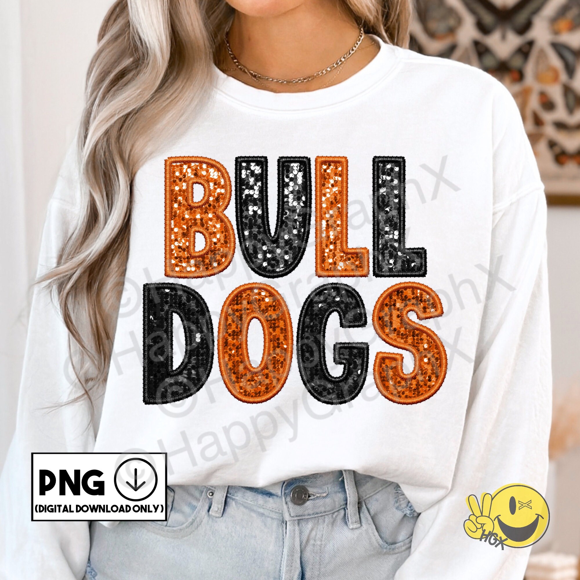 Bulldogs Faux Sequin Png, Faux Embroidery Patch, Sparkly Tshirt Design, School Spirit ...