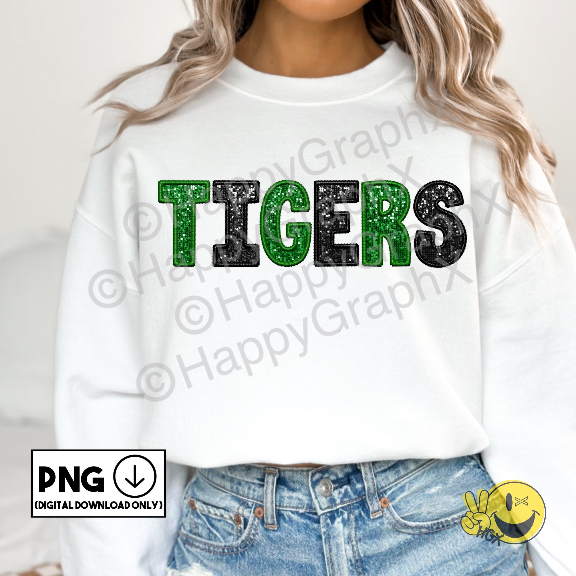 Sparkly Tigers Faux Sequin Png, Faux Embroidery Patch, Tshirt Design ...