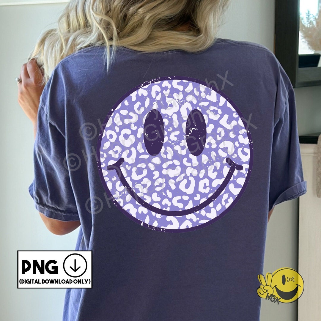 Distressed Purple Smiley Face PNG, Lavender Leopard Print, Happy Face ...