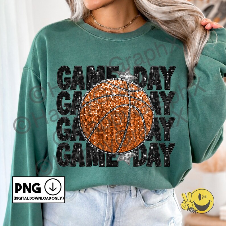 Sparkly Basketball Game Day Png Faux Sequin Png Faux Patch - Etsy