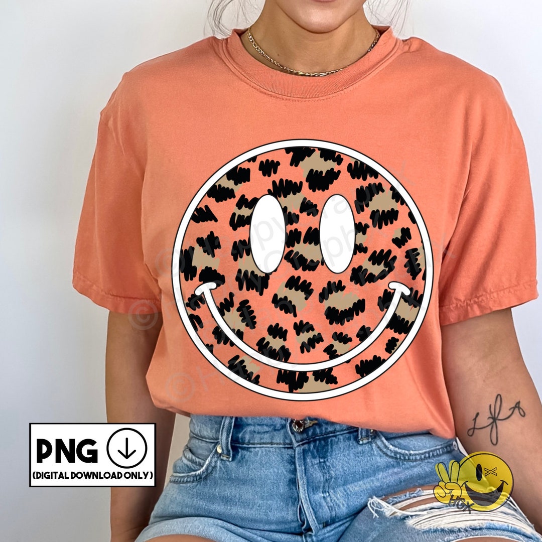 Leopard Print Smiley Face PNG, Scribble Leopard, Happy Face Graphic ...