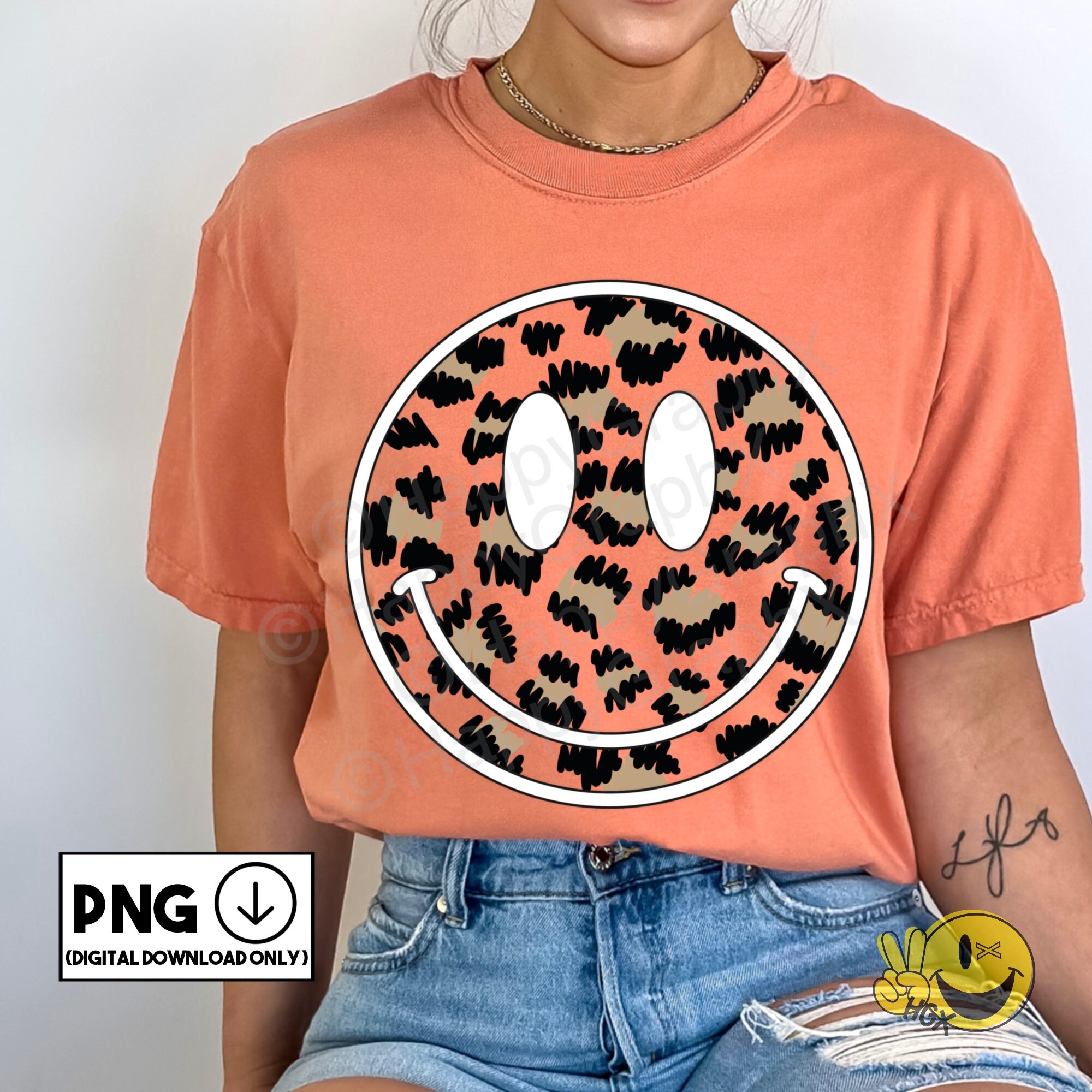 Leopard Print Smiley Face PNG Scribble Leopard Happy Face - Etsy