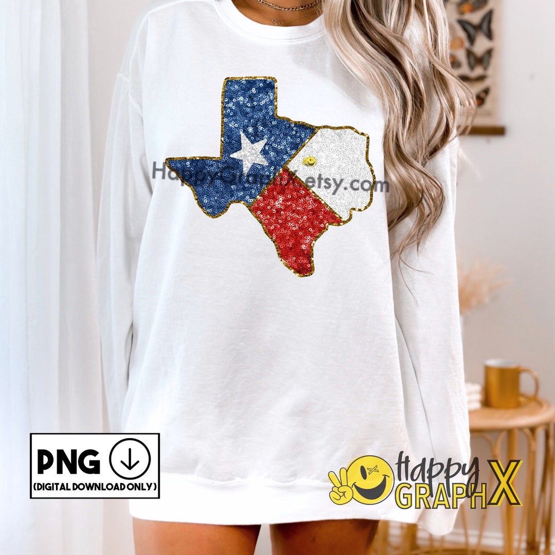 Sequin Texas Png Faux Sequin Glitter State Flag T Shirt Design ...
