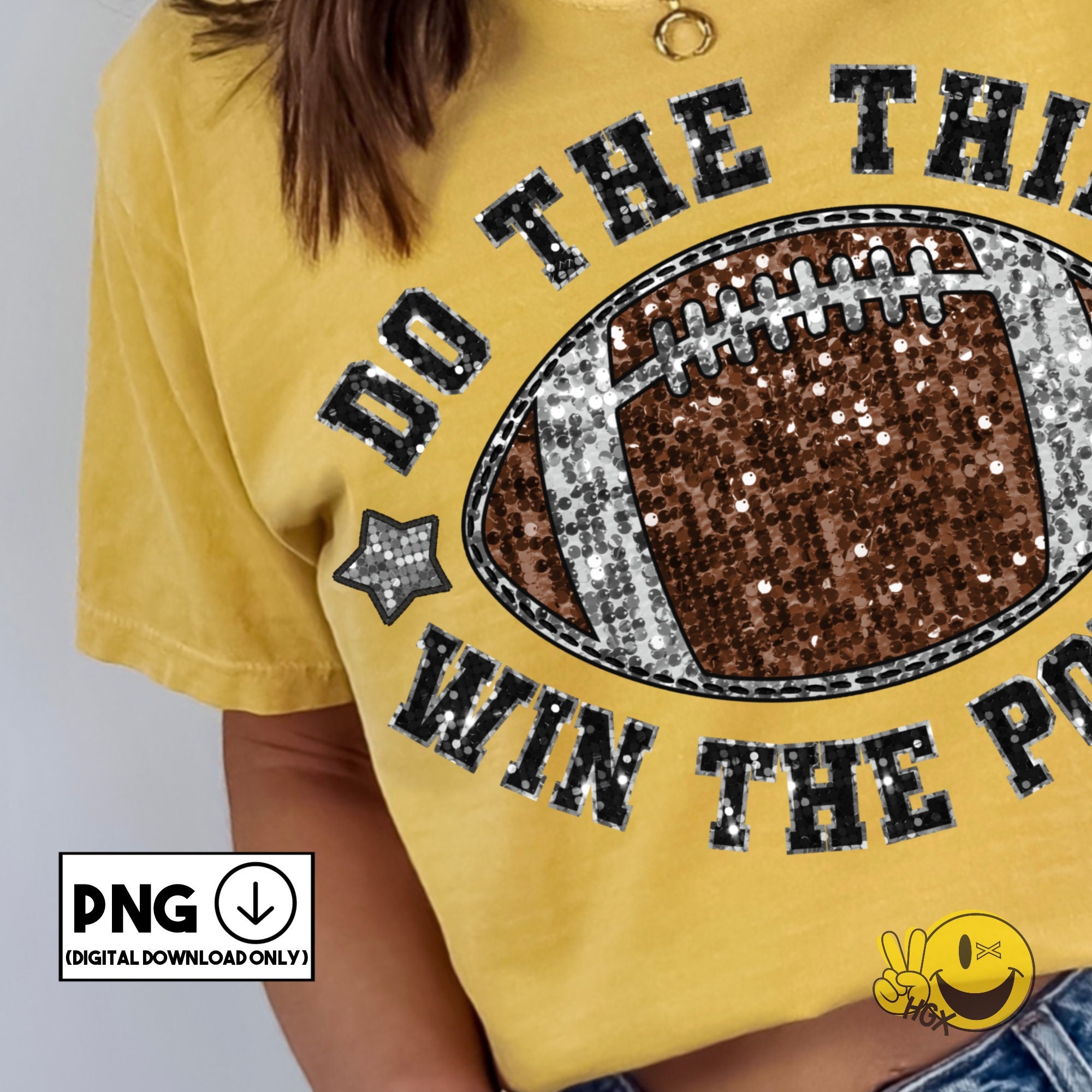 Funny Sparkly Football Png Faux Glitter Letters Faux - Etsy