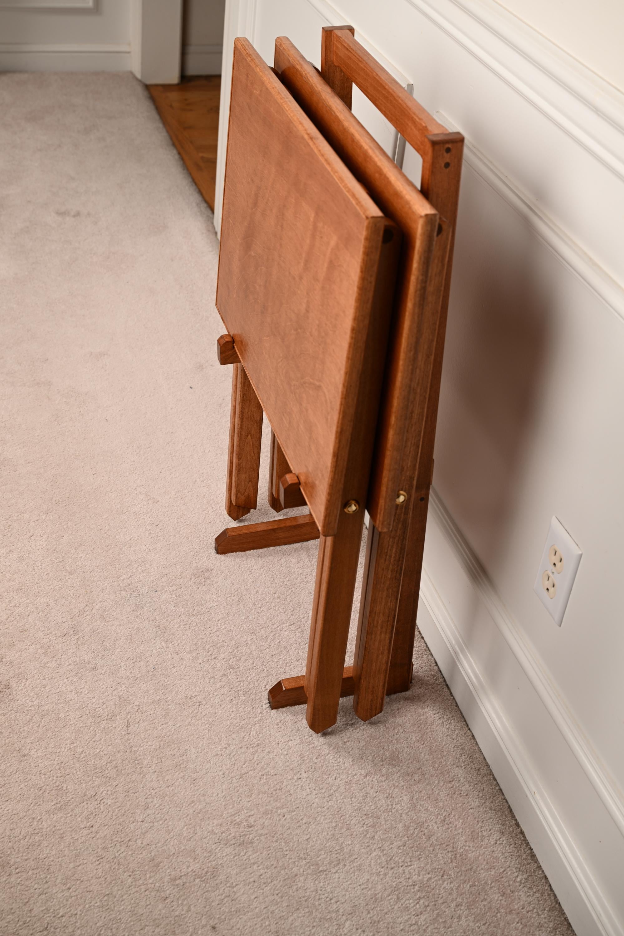 Wall Snugger TM Custom TV Tray Holder Solid Handcrafted Solid Maple Wood With Dowel Pin Fittings Comes Fully Assembled Etsy