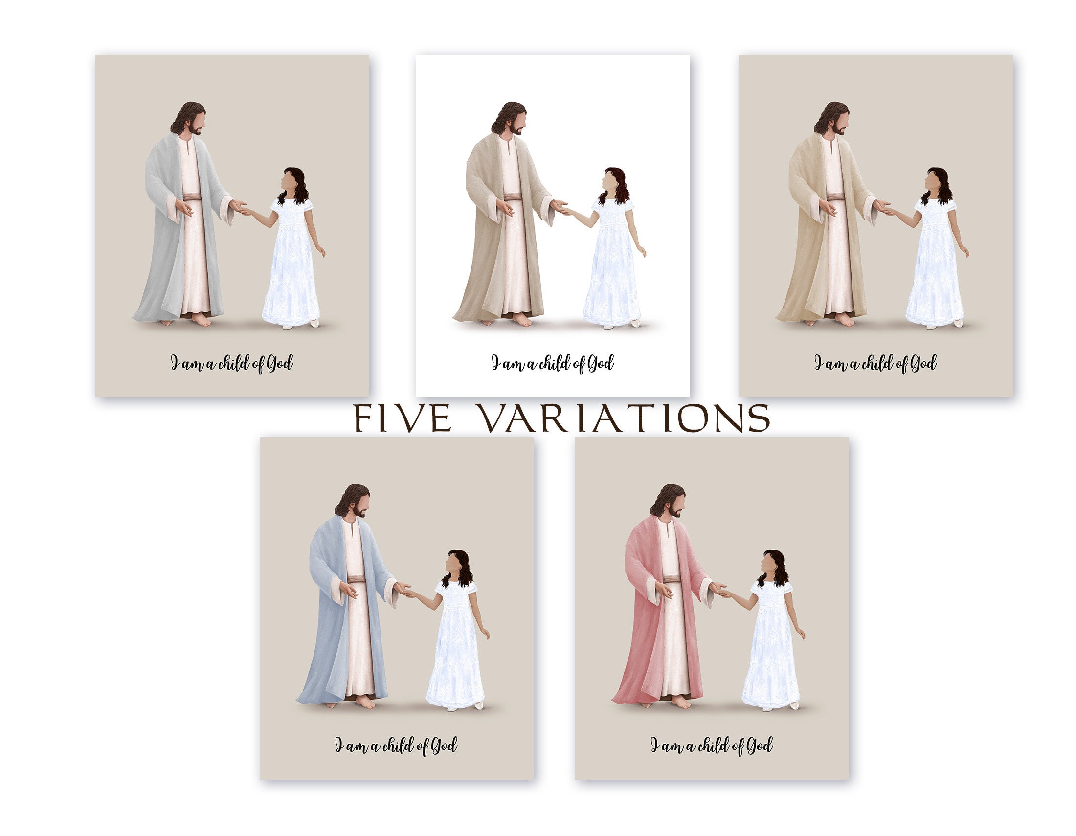 Christ Watercolour Portrait With Children Jesus Walking With - Etsy