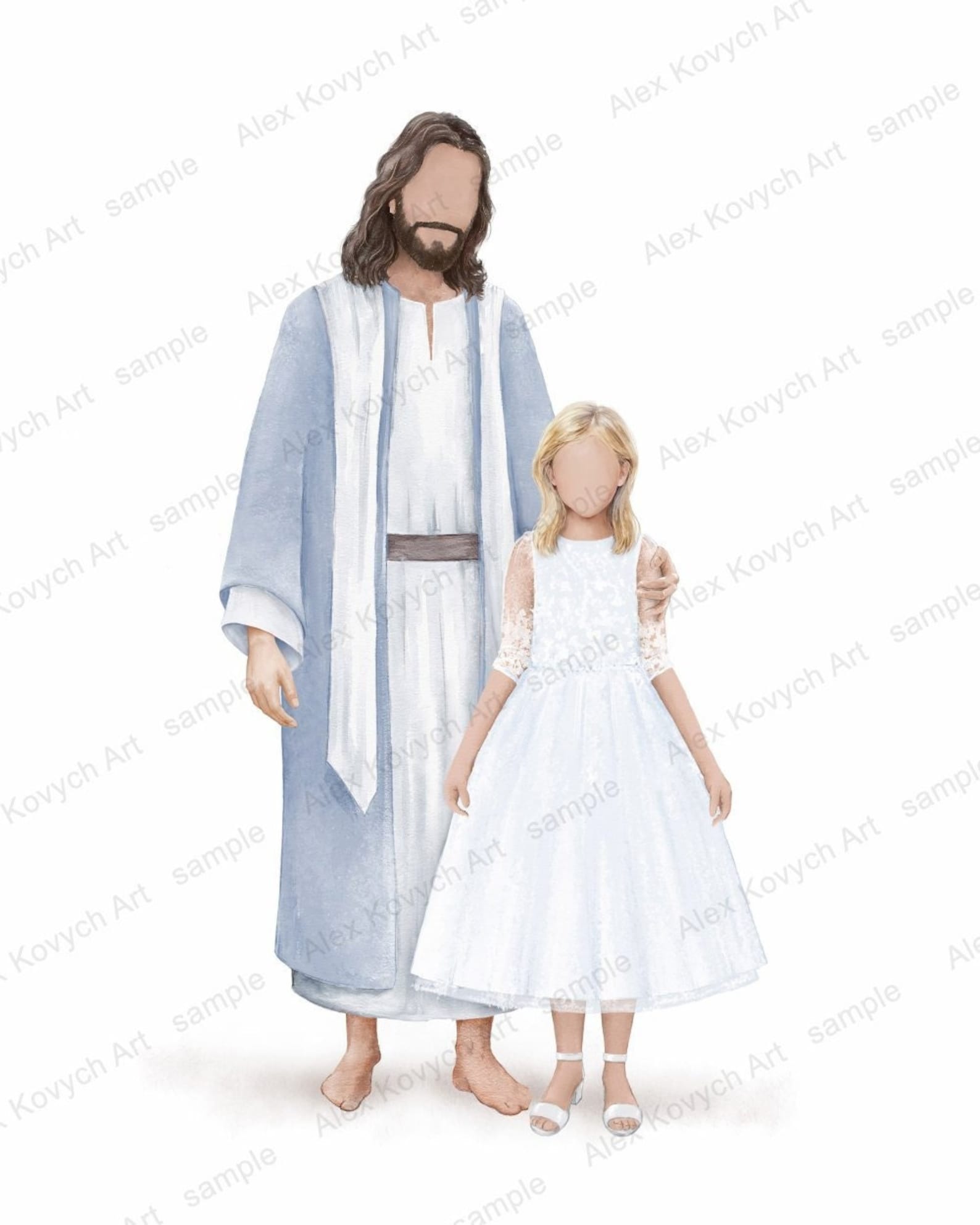 LDS Baptism Gift Girl, Jesus Watercolor Painting (digital Download) - Etsy