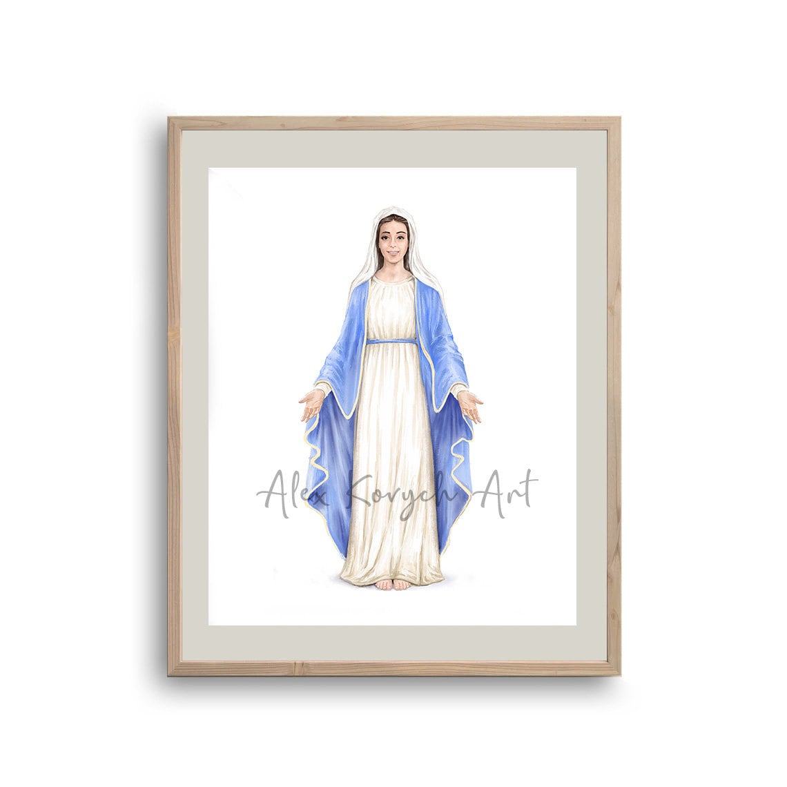 Virgin Mary Digital Download Mary Watercolor Art Catholic - Etsy