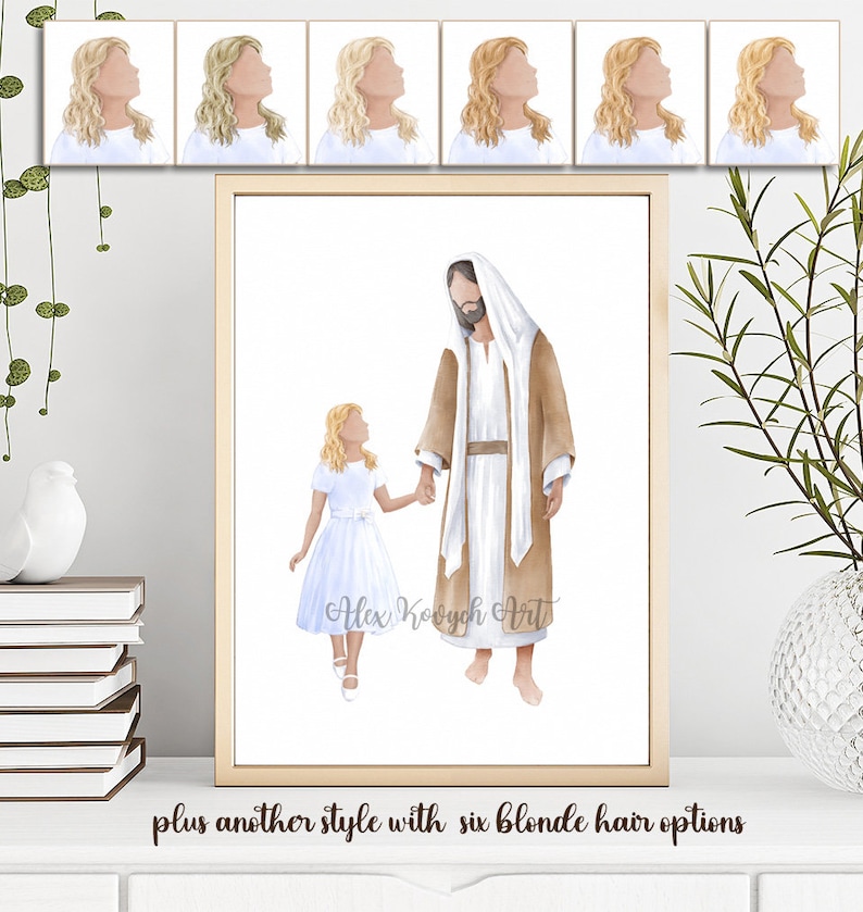 Walking With Jesus Portrait Baptism Jesus With a Girl - Etsy