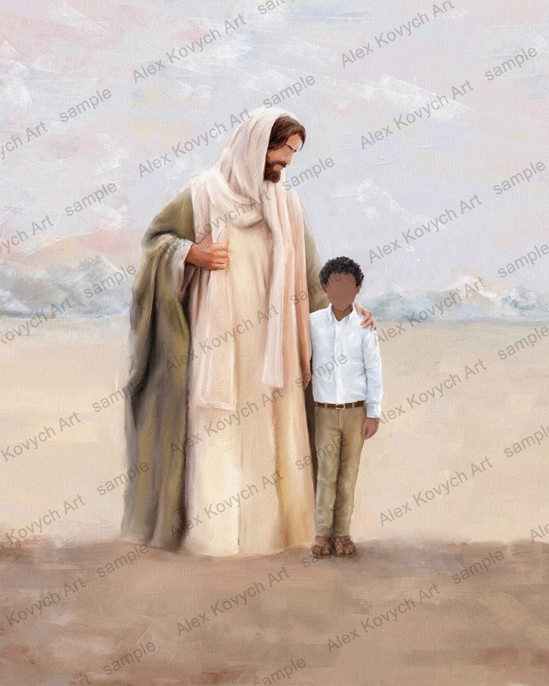 Jesus With a Black Boy I Am a Child of God Portrait Baptism - Etsy