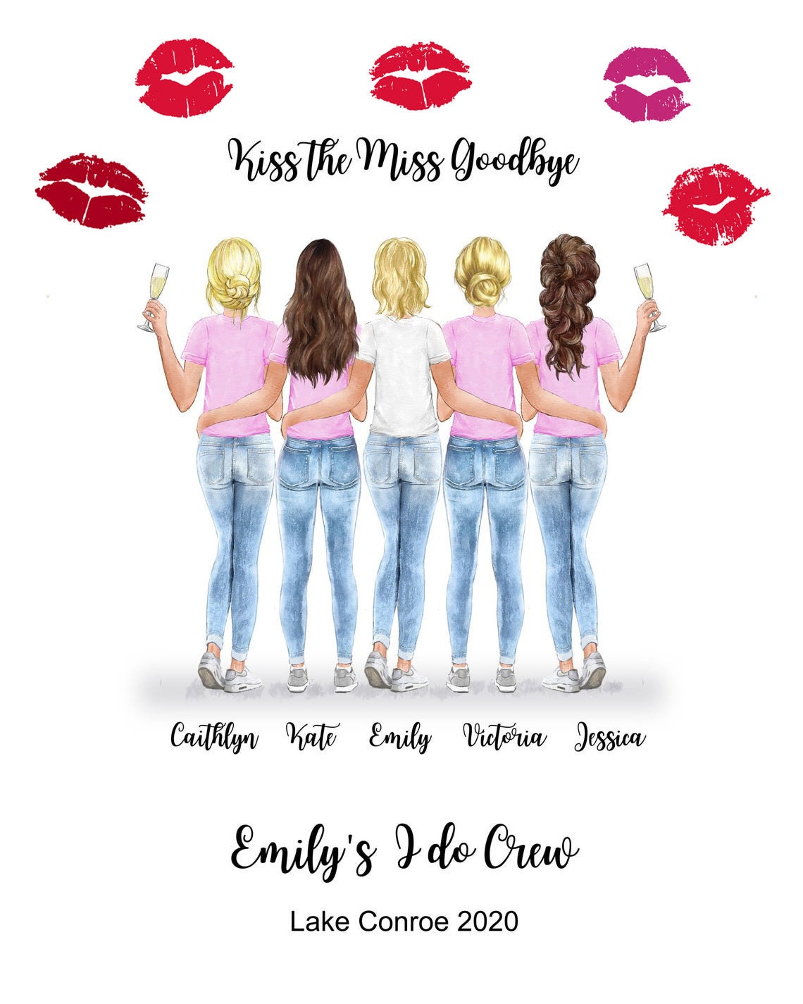 Kiss the Miss Goodbye Lipstick Kiss Frame Bachelorette Sign - Etsy