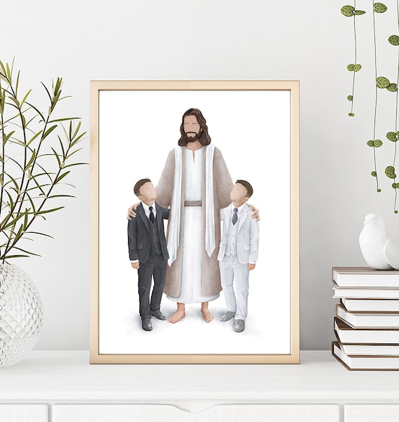 Digital Art With Jesus and the Twin Boys Jesus With Children | Etsy