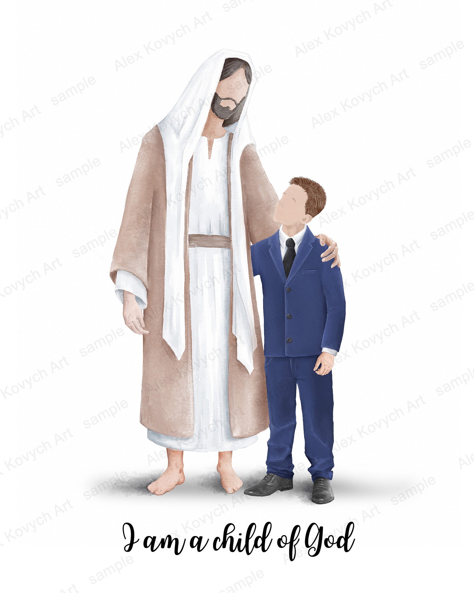 I Walk by Faith LDS Baptism Jesus Portrait With a Boy in a - Etsy