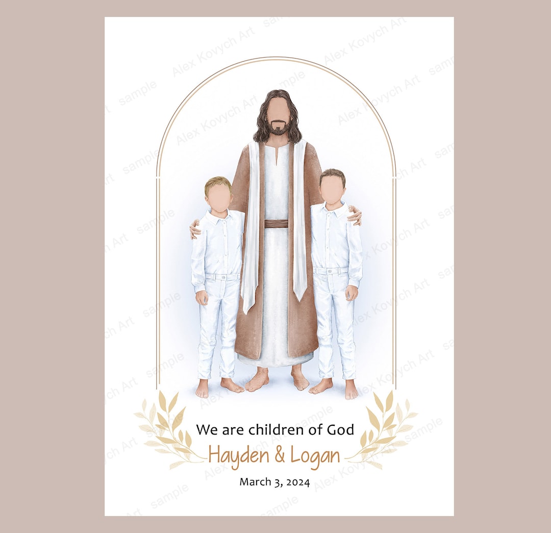 Jesus With Children, Digital Art With Jesus and the Twin Boys, Peace in ...