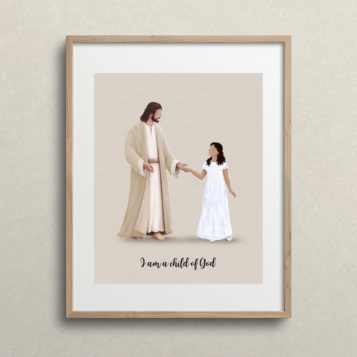 Christ Watercolour Portrait With Children Jesus Walking With - Etsy