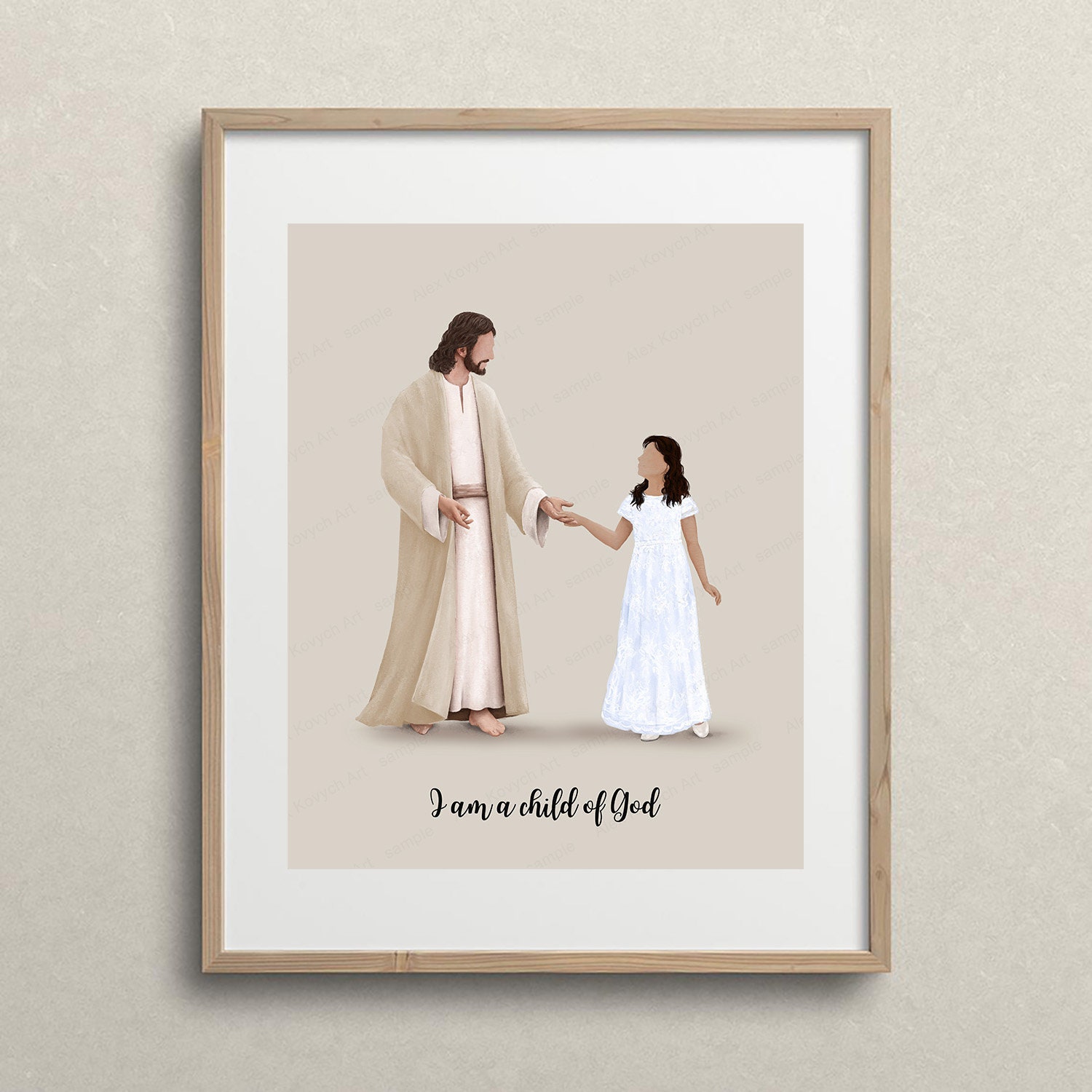 Christ Watercolour Portrait With Children Jesus Walking With - Etsy
