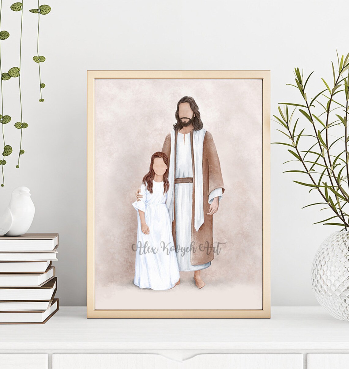 Jesus and Girl Faceless Portrait Baptism Gift Printable - Etsy