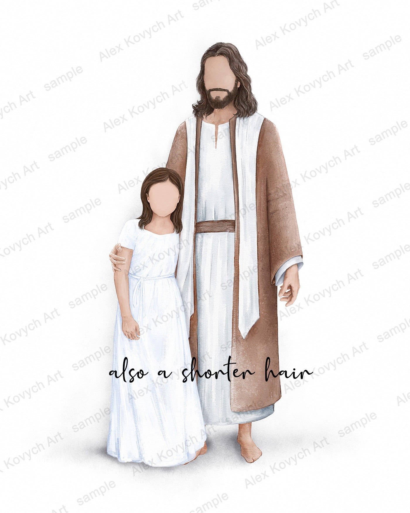 Jesus and Girl Faceless Portrait Baptism Gift Printable - Etsy