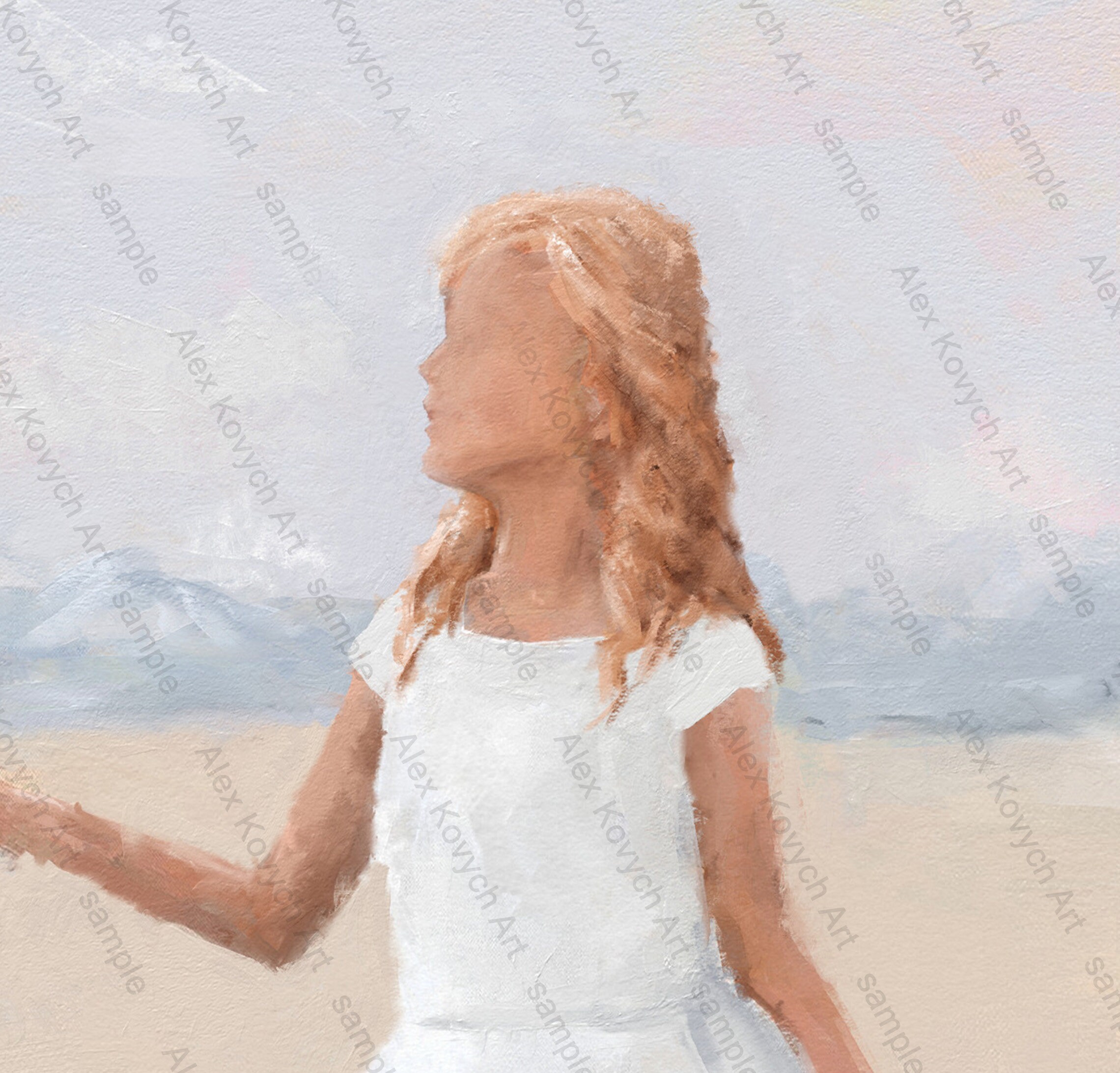 Jesus Portrait, Girl With Strawberry Hair, LDS Watercolor Art (digital ...