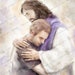 Jesus Christ Hugging Man, Jesus With a Boy or Man Watercolor , Christ ...