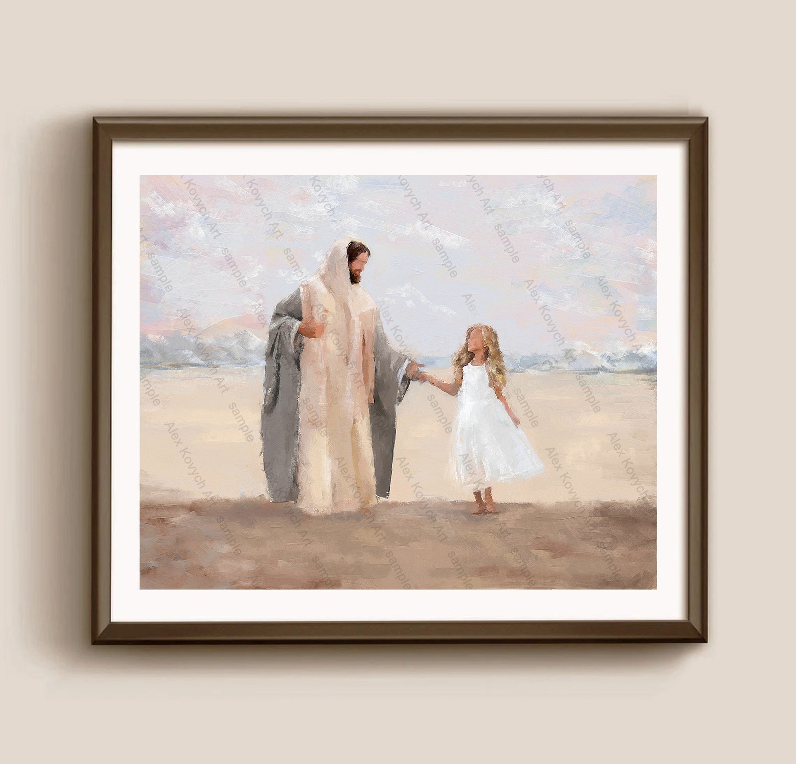 Jesus Watercolor Painting With Girl (blonde Hair), LDS Baptism Art ...