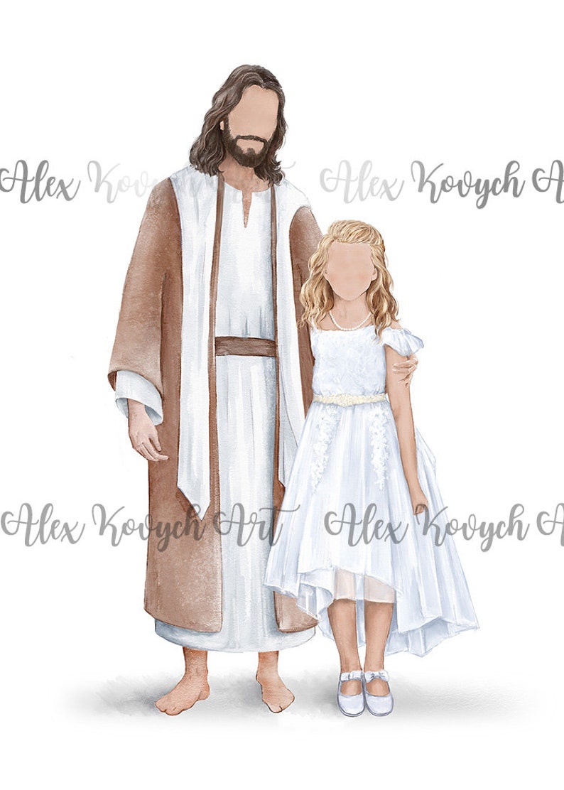 Walking With Jesus Portrait Baptism Jesus With a Girl - Etsy