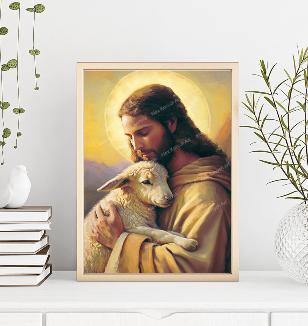 Jesus the Good Shepherd, Jesus Christ and Lamb, Jesus Portrait, Back in ...