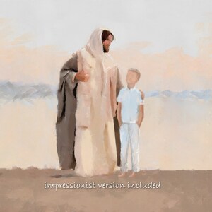 Jesus Portrait With a Boy, ( Dark Blond and Light Blond Hair ) Portrait ...