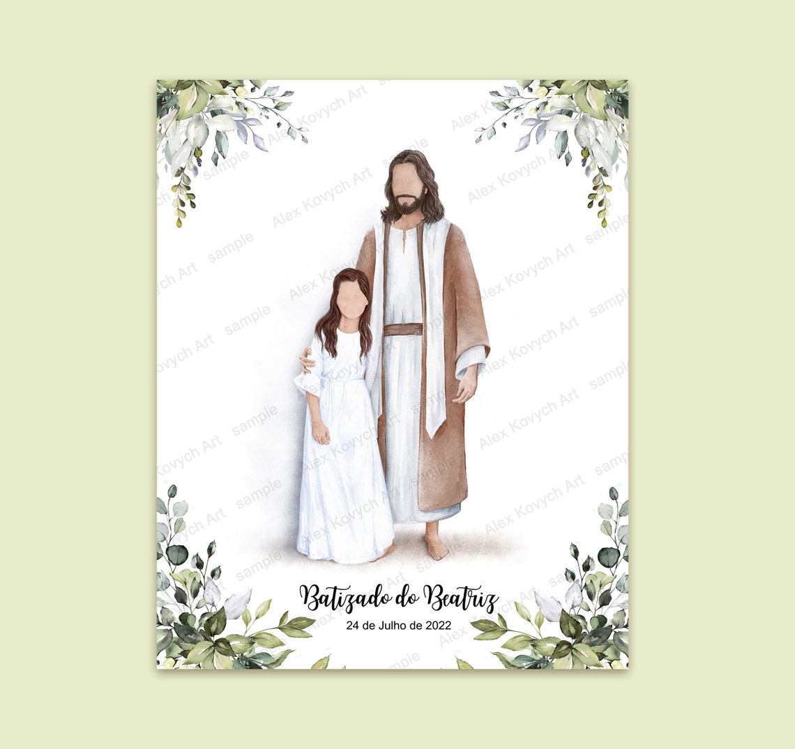 Jesus and Girl Faceless Portrait Baptism Gift Printable - Etsy