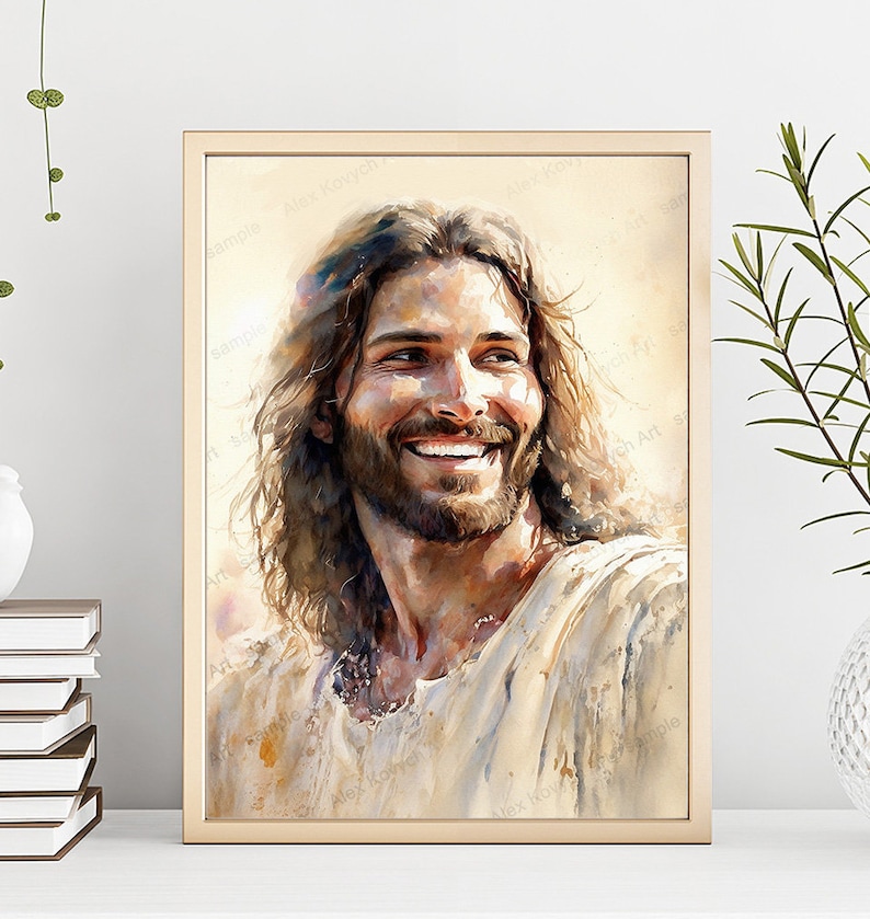 Jesus Art Christ Portrait Laughing Christ Digital Painting - Etsy