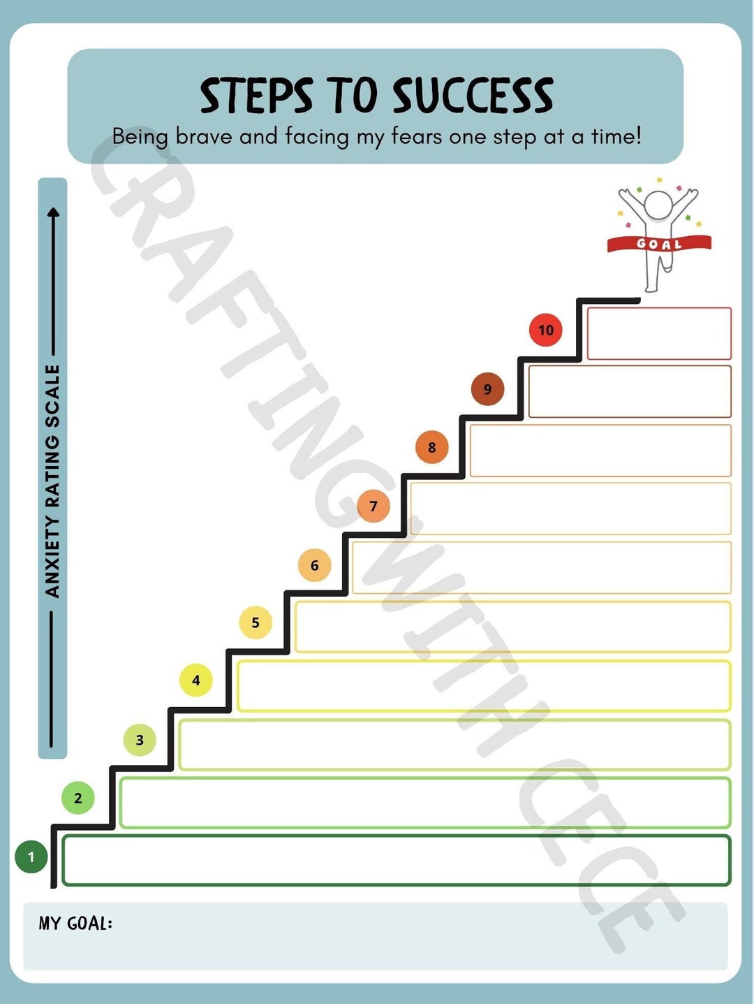CBT Exposure Worksheet for Kids and Teens, Anxiety Worksheet for Youth ...