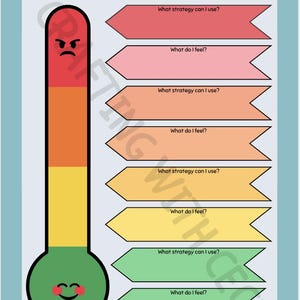 CBT Feeling Thermometer Worksheet for Kids and Teens (2 Worksheets ...