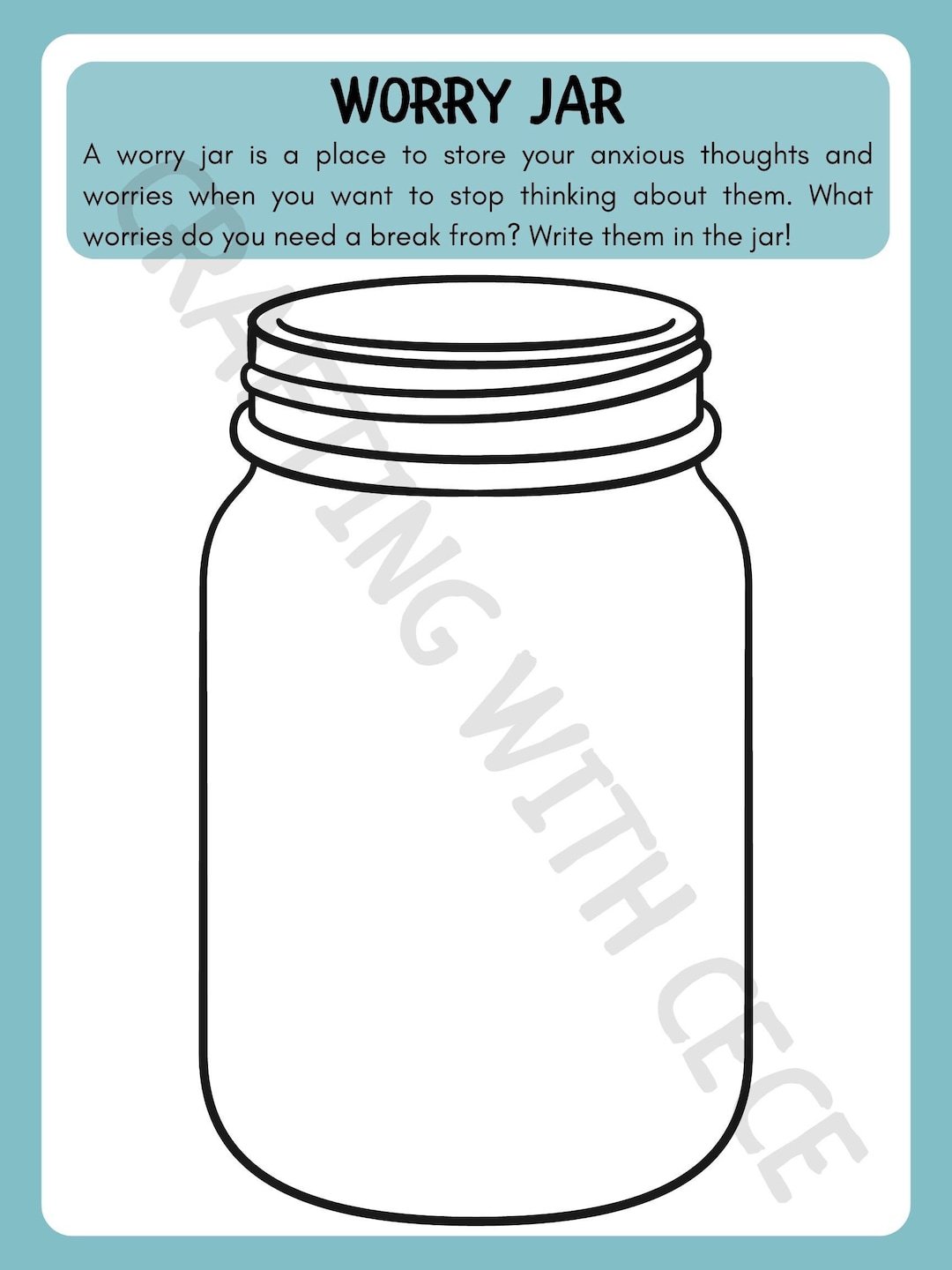 Anxiety Worry Jar for Children and Teens - Etsy
