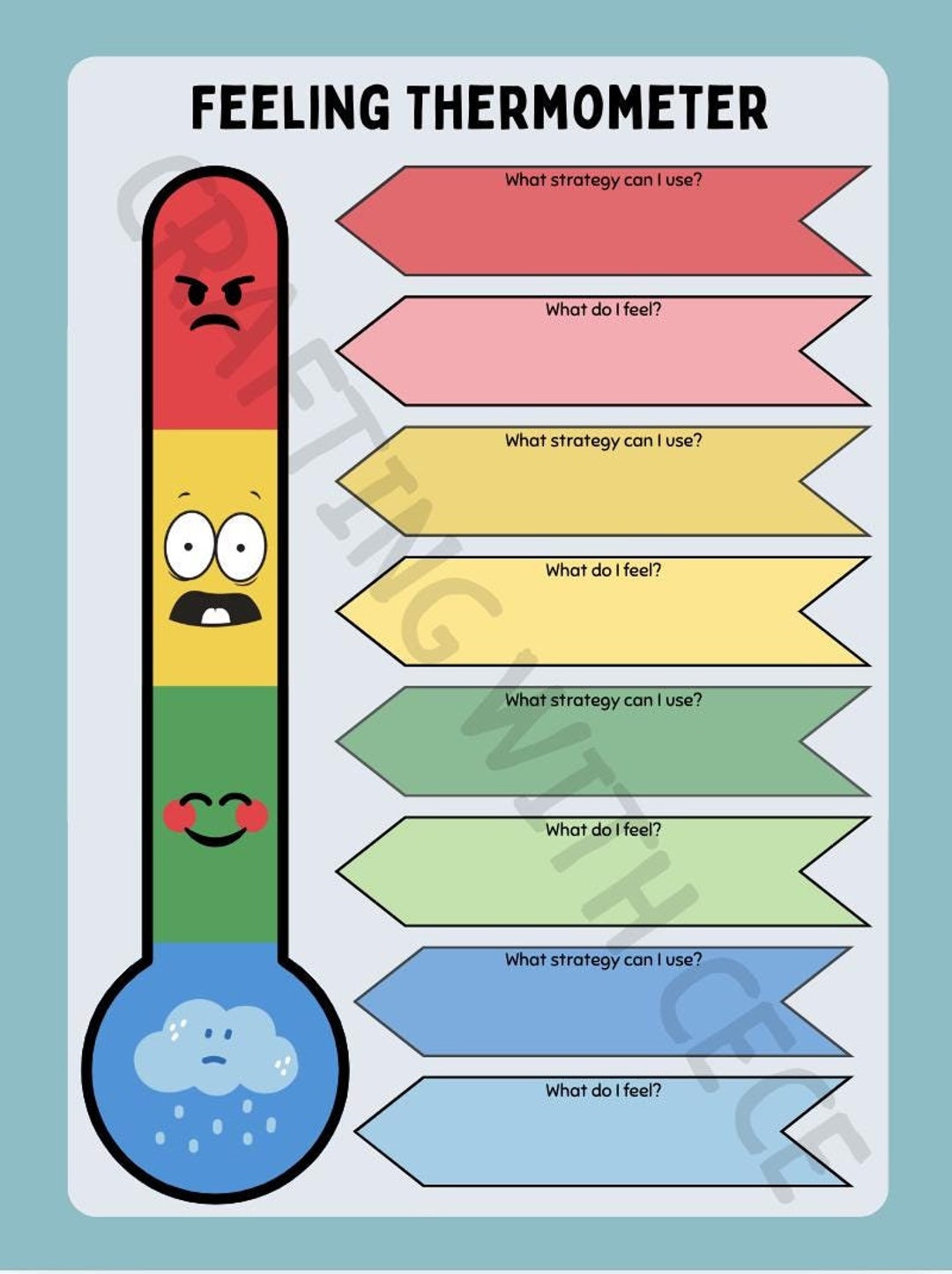 CBT Feeling Thermometer Worksheet for Kids and Teens (2 Worksheets ...