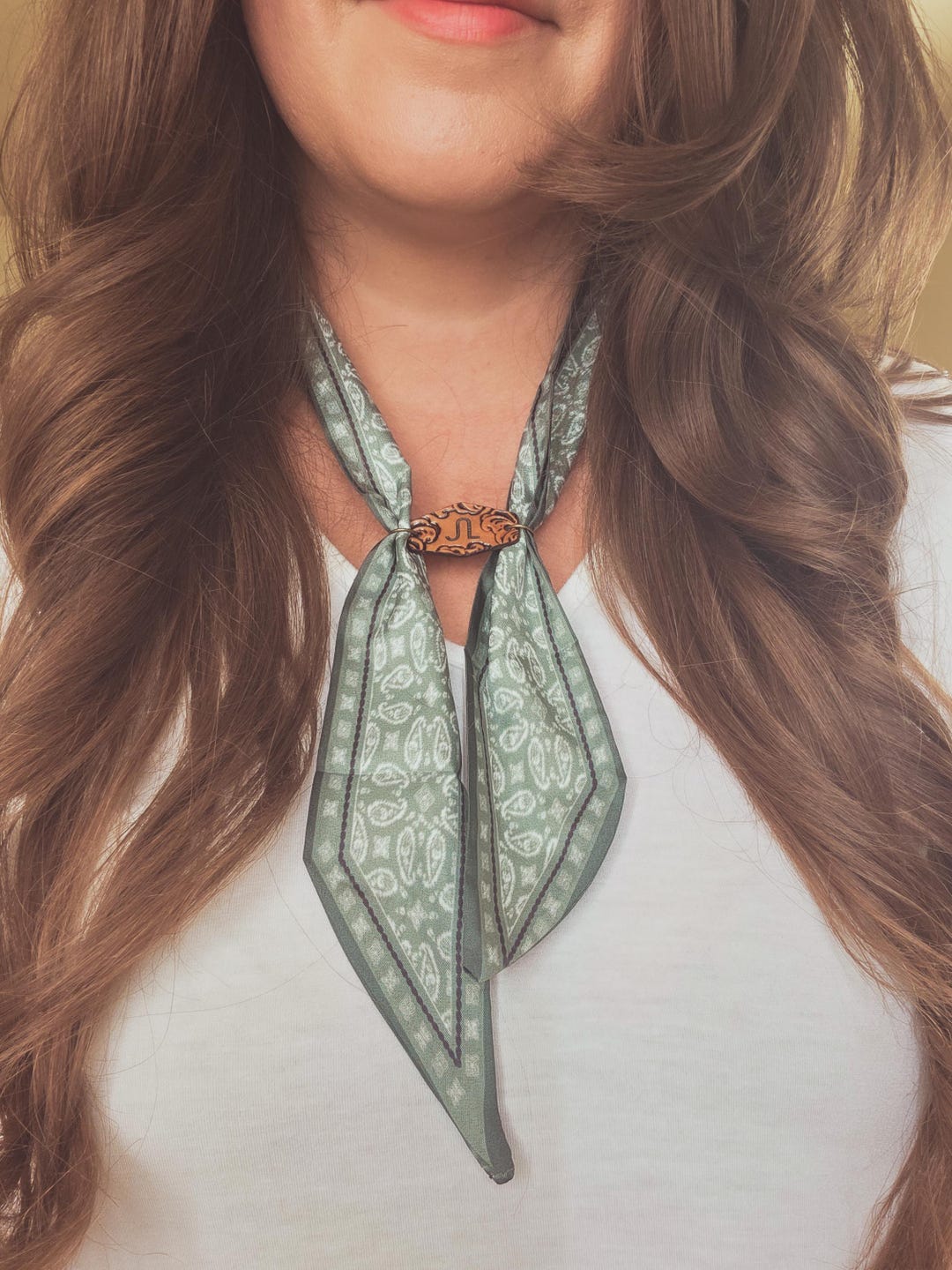 Personalized Leather Scarf Slide: Custom Twilly, Wild Rag Keeper - Etsy
